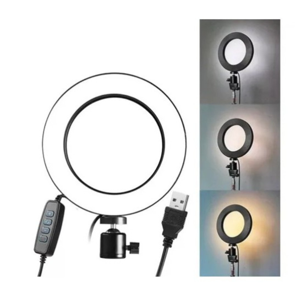 Ring Light Led Mesa Iluminador Pequena Tripé 6 Polegada 16cm Iluminação ...