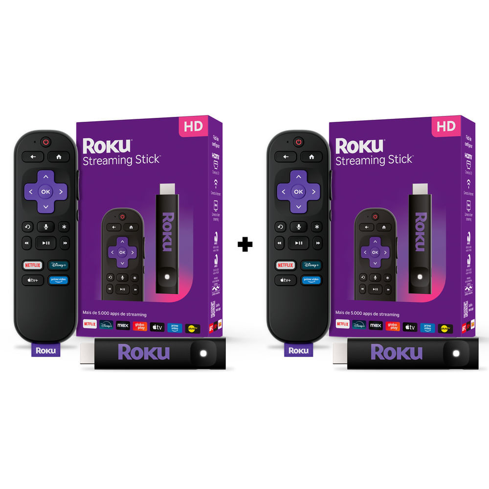 Combo 2 Roku Streaming Stick 2025 p/ TV HD/FHD c/ Voz | Shopee Brasil