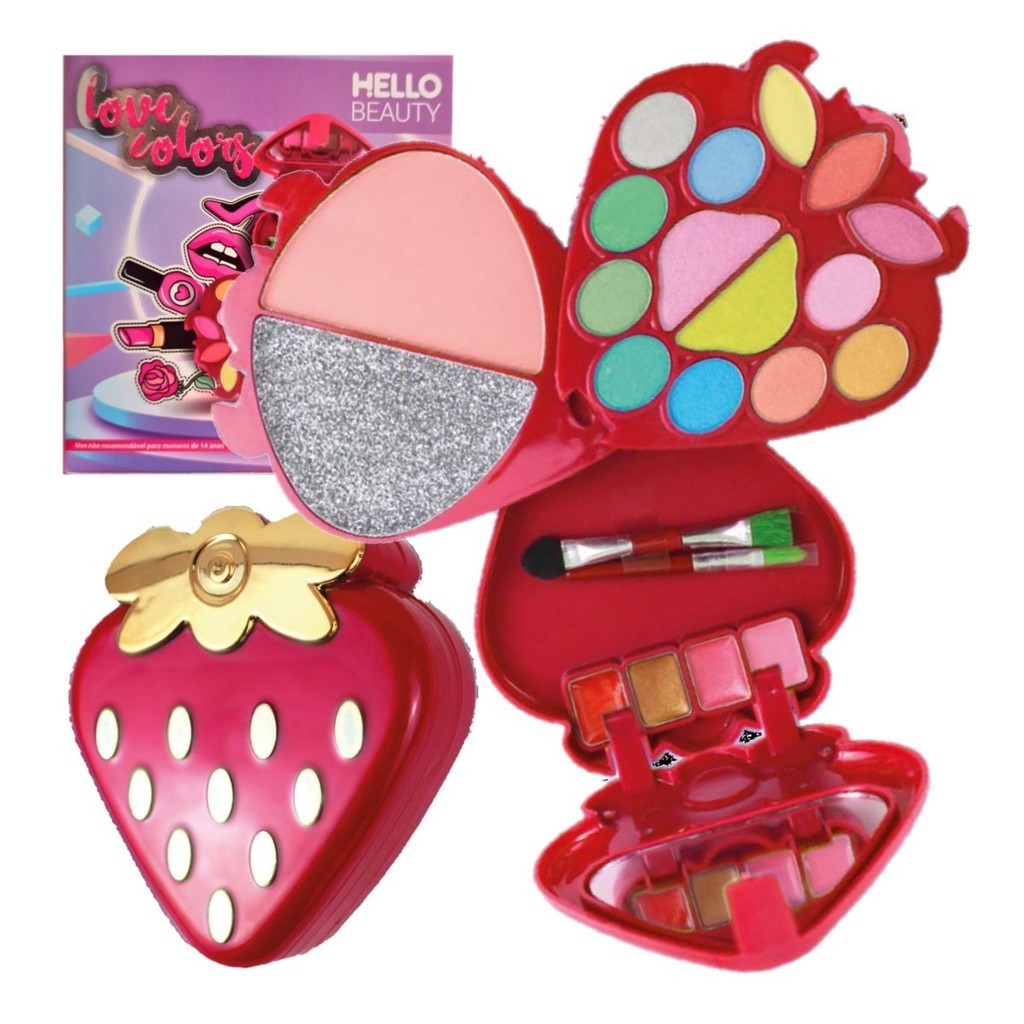 Kit de Maquiagem Teen Morango HB298 Hello Beauty | Shopee Brasil