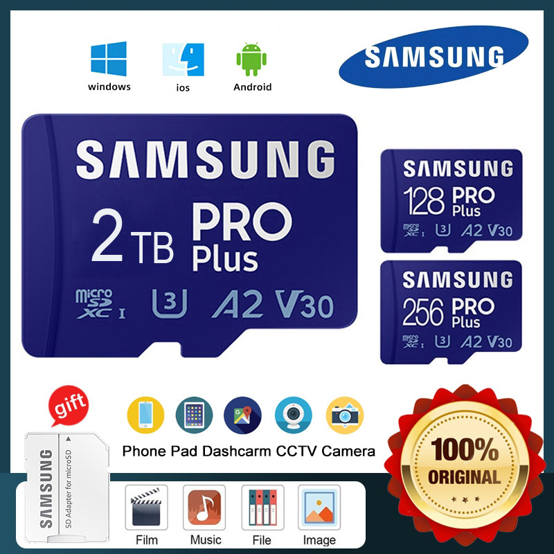 Cartão De Memória SAMSUNG PROPlus MicroSD 2TB 1TB 512GB TF Flash U3 A2 V30 4K UHS-I Para Câmera ...