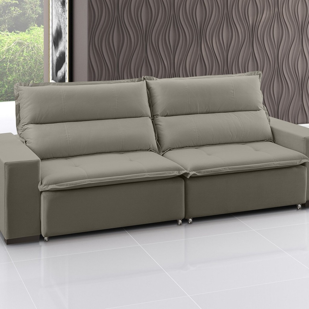 Sofá Supreme - Retrátil / Reclinável 280 Cm Veludo Castor | Shopee Brasil