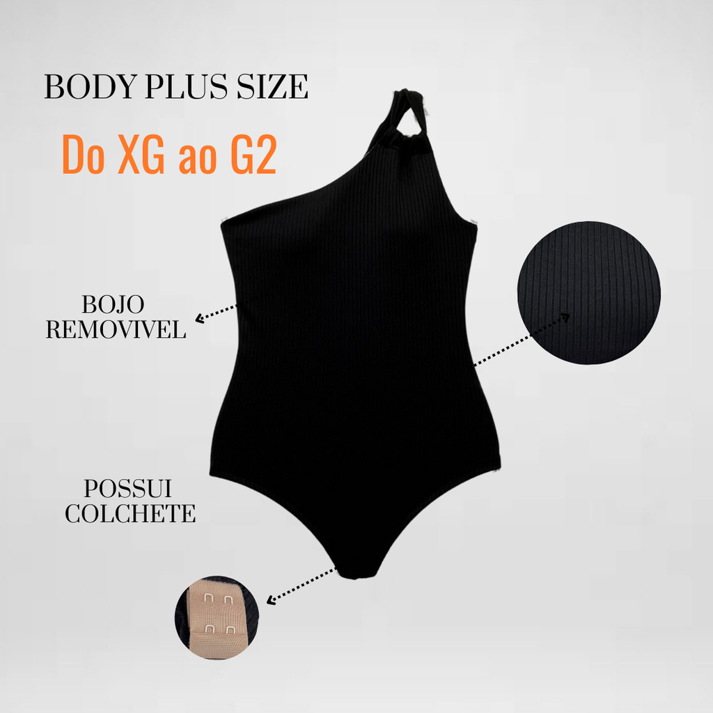Body plus size feminino canelado um ombro só com bojo | Shopee Brasil