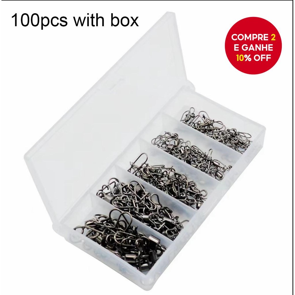 Fishing Snap Swivels-Conectores De Rolamento De Bloqueio Para Iscas E ...