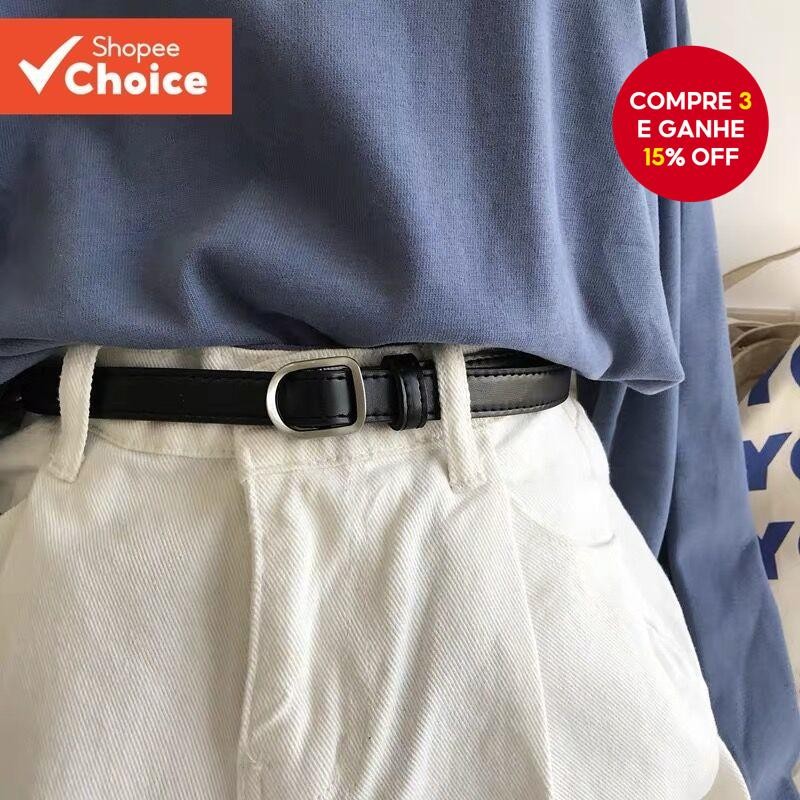 Cinto Feminino Com Fivela Sem Furos – Alça Versátil Ajustável Fina De ...