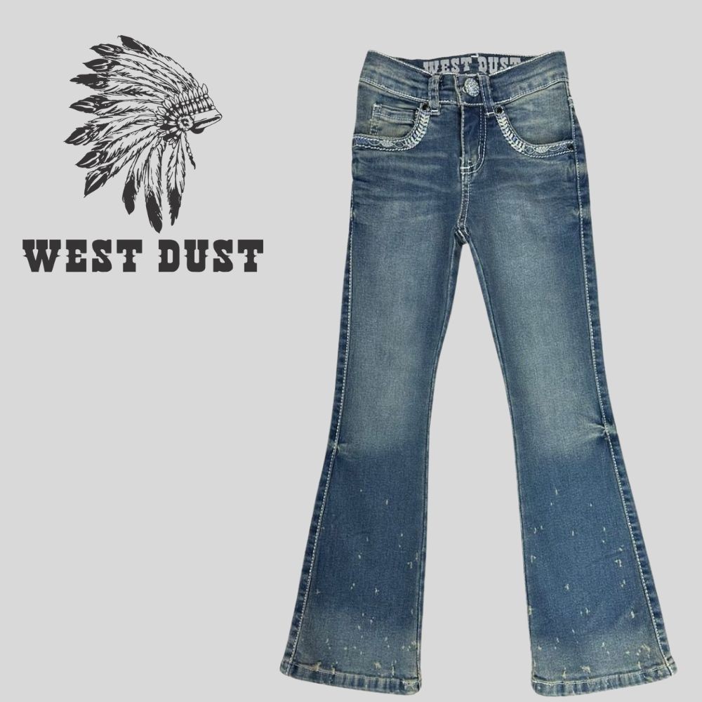 Calça Jeans Destroyed Para Menina Para Barra Cintura Alta Com Bordado ...