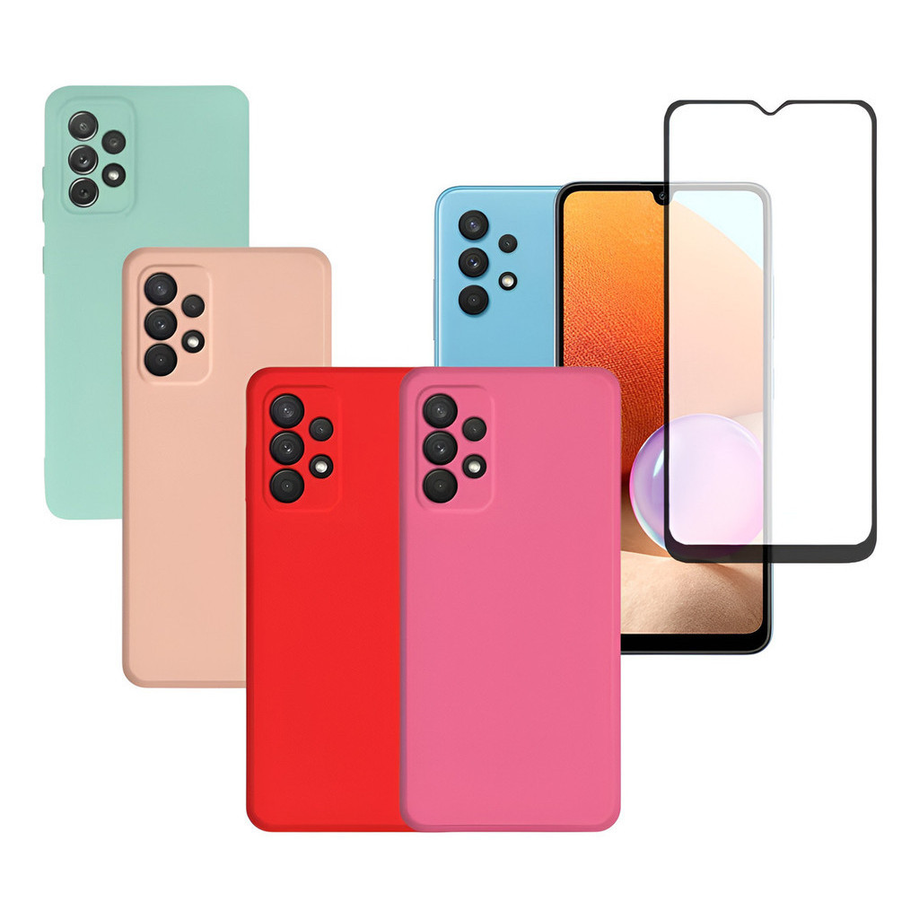 Capa silicone case aveludada Capinha Premium + Película 3d Compatível A32 4g 6.4 | Shopee Brasil