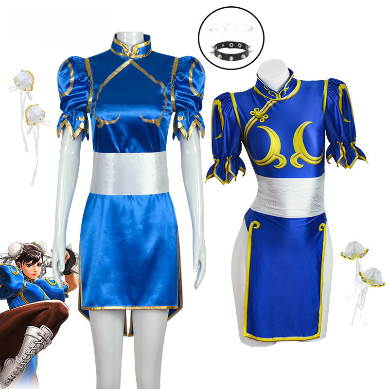 Chun Li Ci Suit Street Fighter Grande Conjunto de cheongsam de cosplay ...