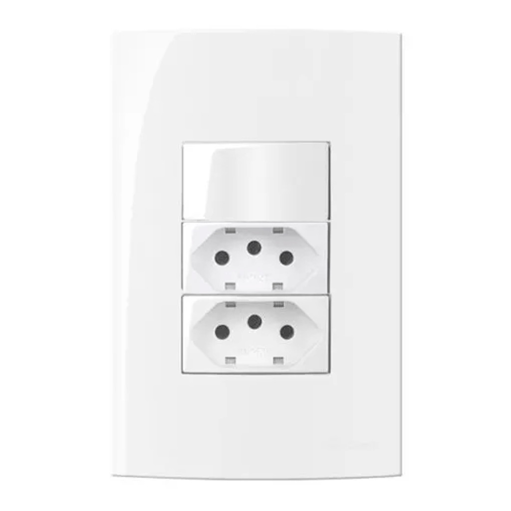 Conjunto Interruptor+2 Tomada 2P+T 20A 4x2 Branco Sleek - MARGIRIUS | Shopee Brasil