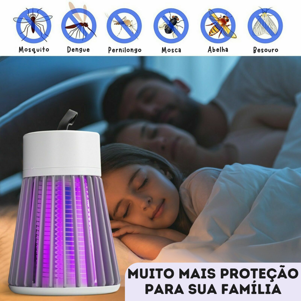 Luminária Led Mosquiteiro Lâmpada Elétrica Mata-Mosquitos Luz UV Usb ...