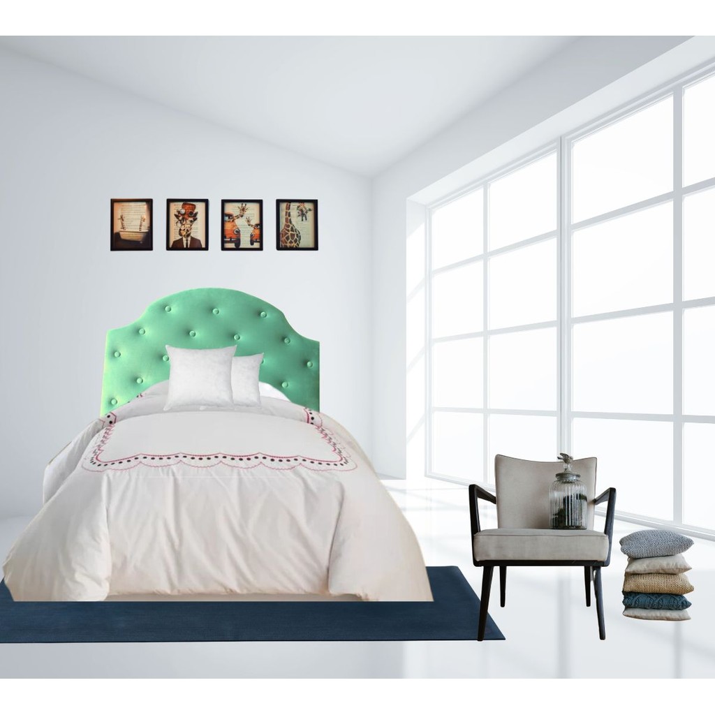 Cabeceira p. Cama Box Solteiro Butonê em Veludo Verde Claro | Shopee Brasil