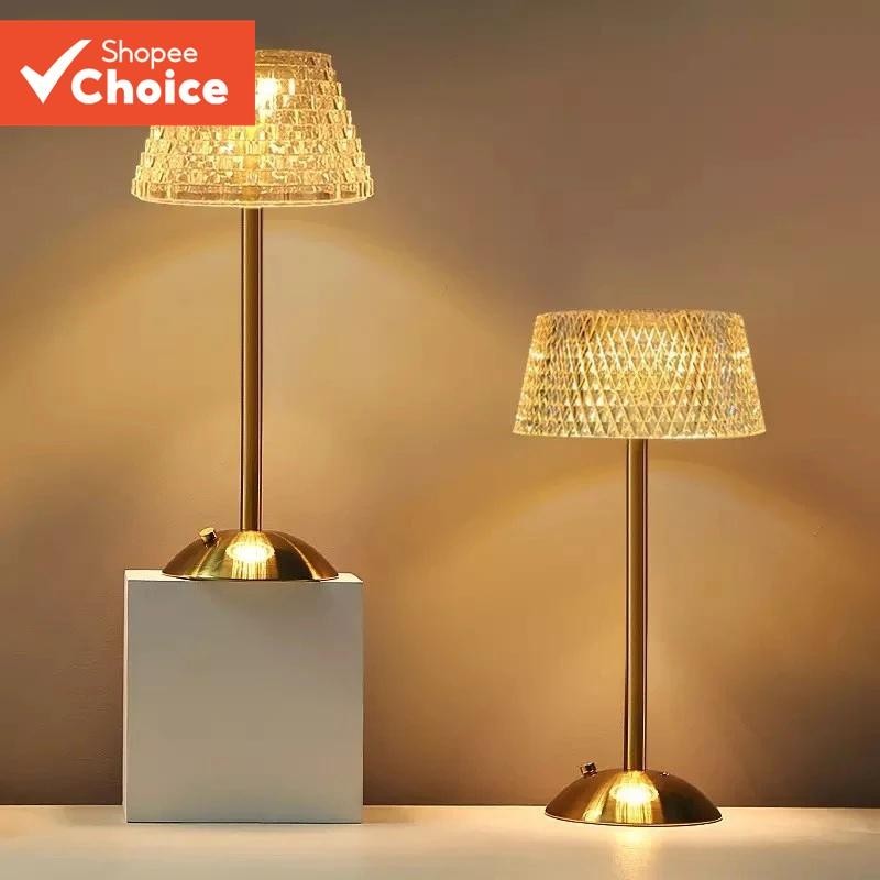 Candeeiro De Mesa De Cristal LED Atmosfera Romântica Luz Toque ...