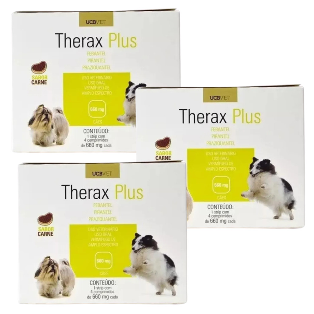 Kit 3 Vermífugos Therax Plus 660 mg com 4 Comprimidos | Shopee Brasil