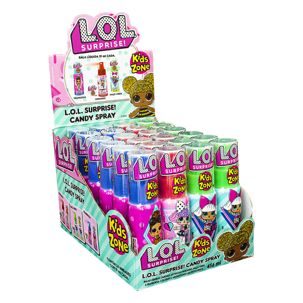 Display 24 Bala Liquida Candy Spray LOL Surpresa 19ml cada Pirulito ...