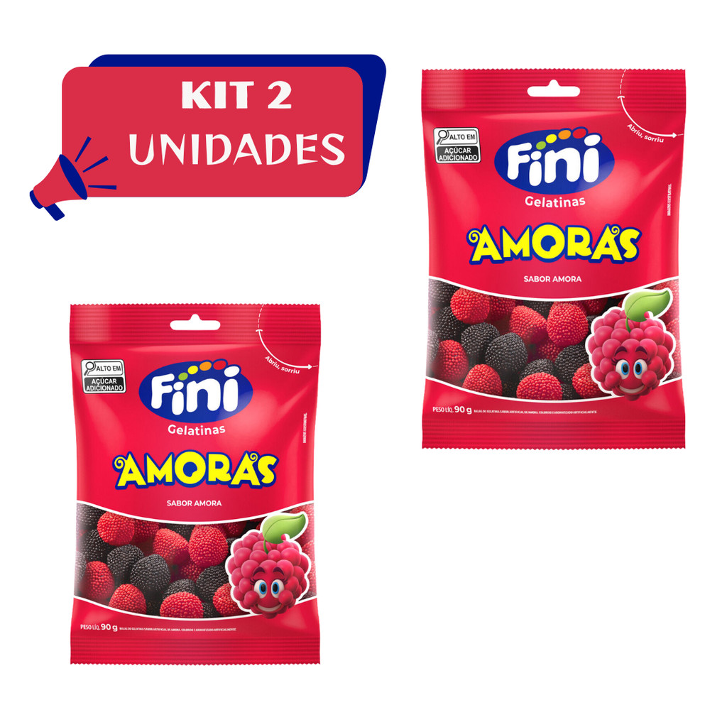 Kit 2 Bala Gelatina Amora Fini 90g | Shopee Brasil