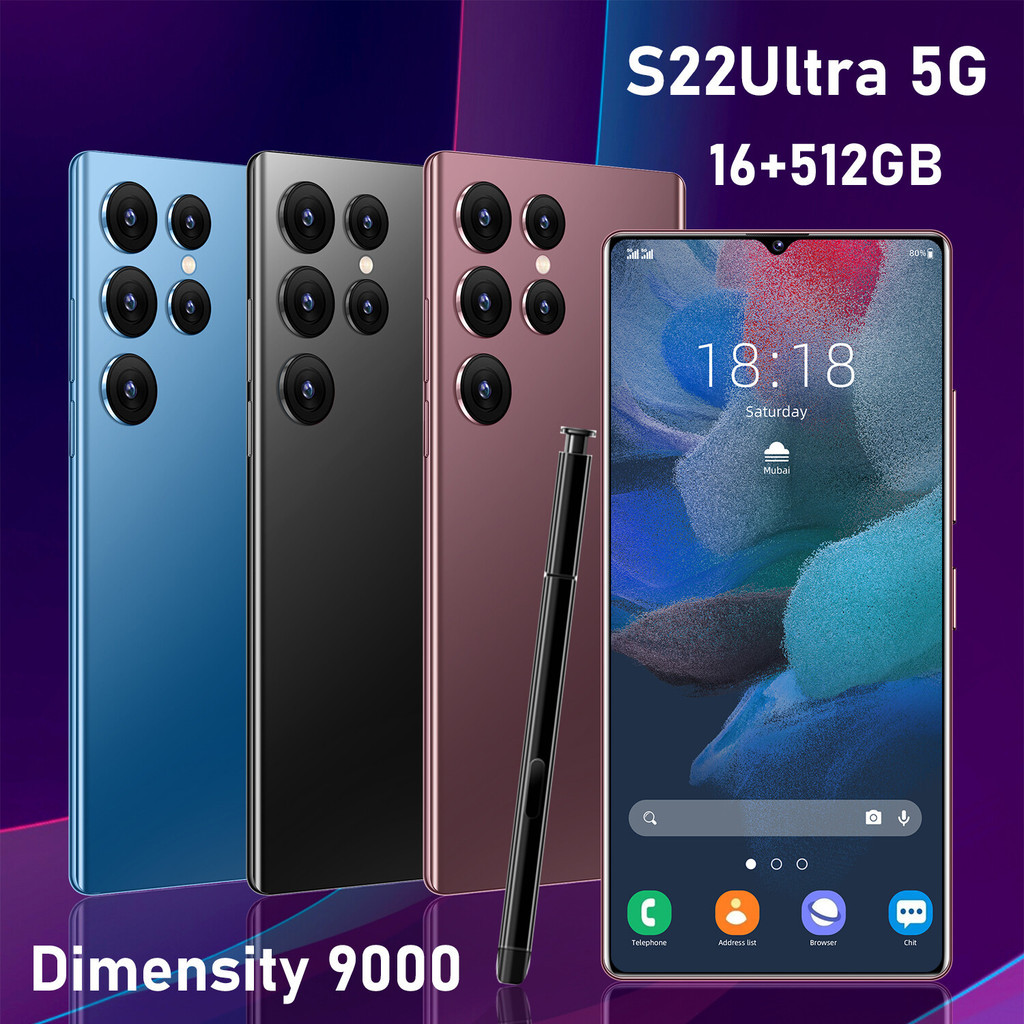 S22 Ultra 5G 6.7 polegadas 16G RAM 512G ROM barato celular Android 12.0 desbloqueio de ...