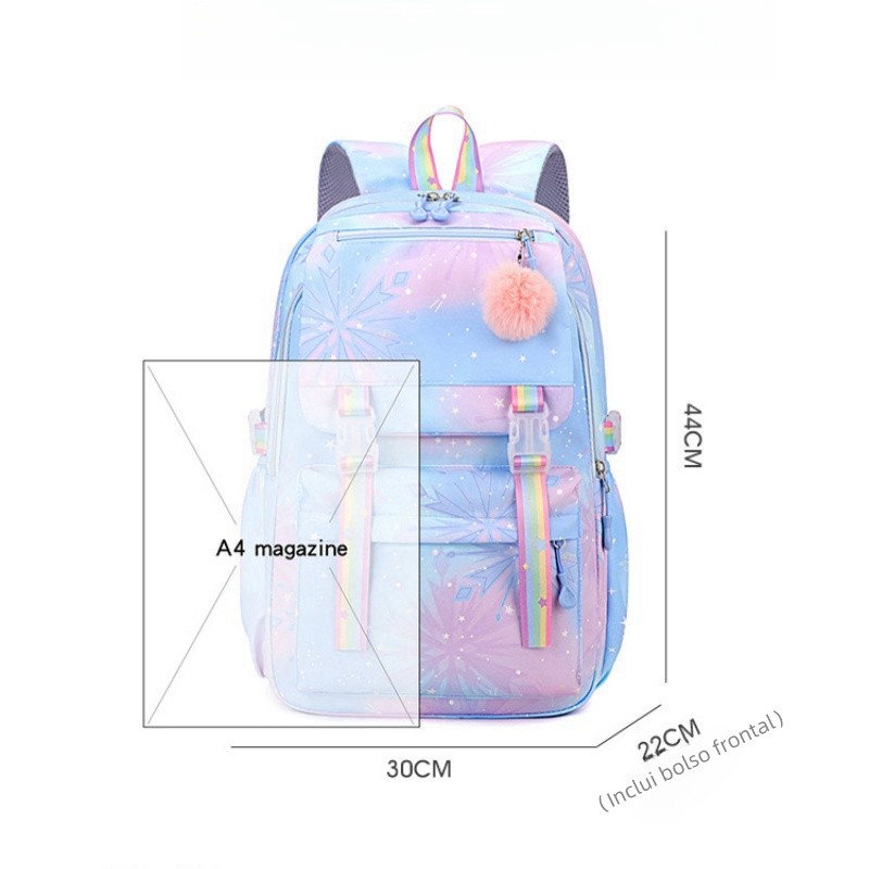 KPOP Demon Hunters Grande Capacidade Estudante Moda Mochila Rainbow ...