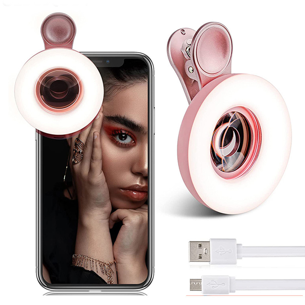 Lente Macro 15X 2 Em 1 Para iPhone Android com LED Preenchimento de ...