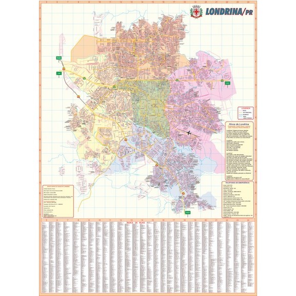 Mapa Geográfico Político Rodoviário da Cidade de Londrina no Paraná ...