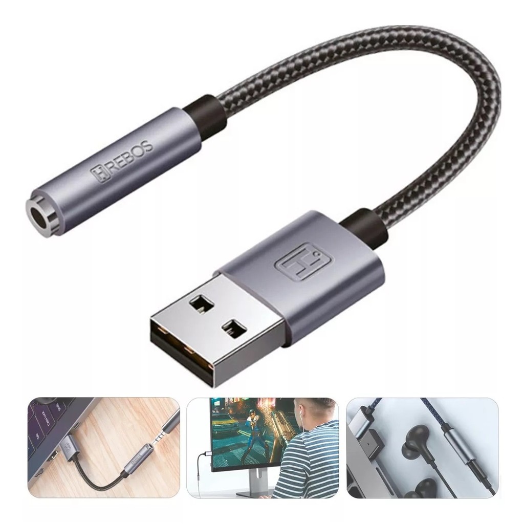 Adaptador Fone Usb P2 Microfone 3.5mm Pc Notebook | Shopee Brasil