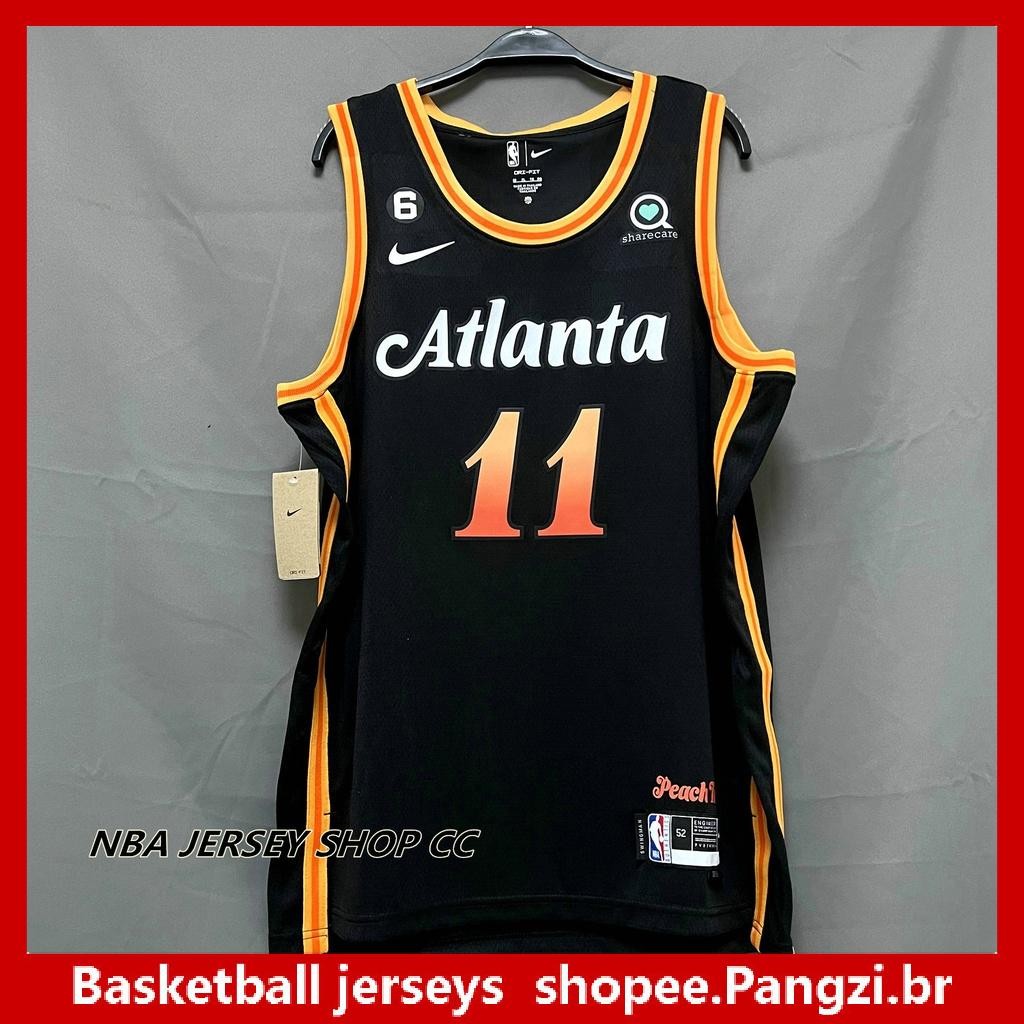2022-23 masculino novo Original NBA Atlanta Hawks #11 Camisa preta Trae ...