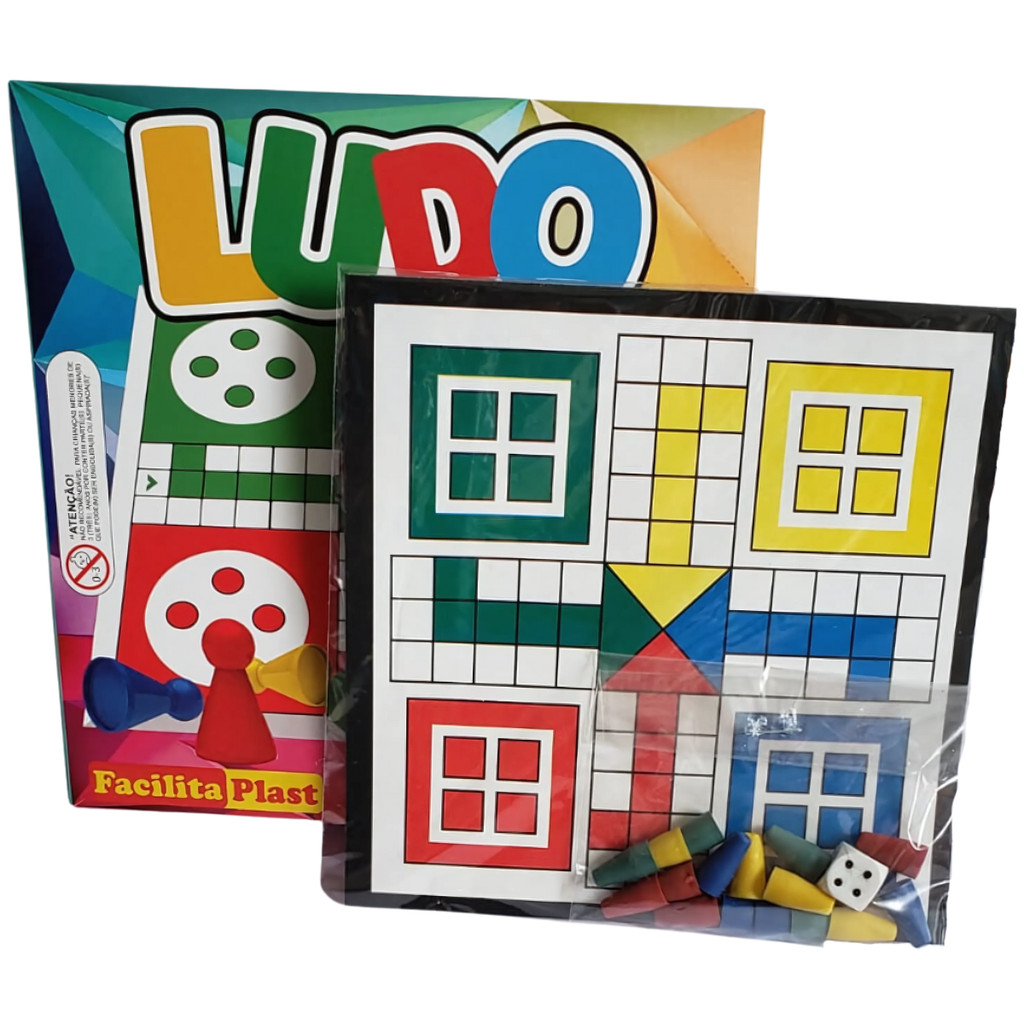 Caixa Jogo de tabuleiro Ludo Peças Peões Dados Conjunto Festas em ...