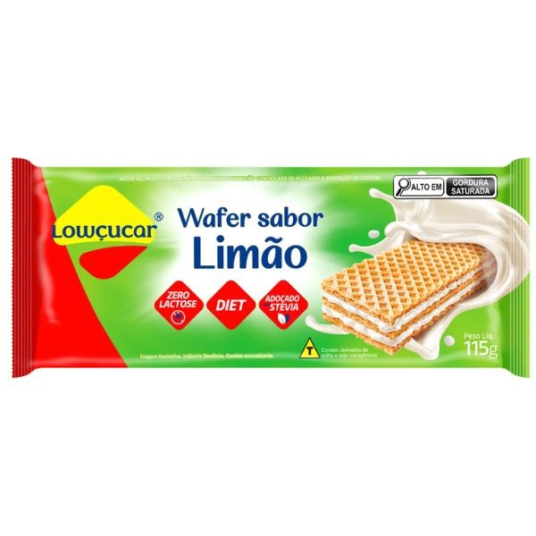 Wafer Lowçucar Sabor Limão Sem Açucar Diet Zero Lactose Bolacha ...