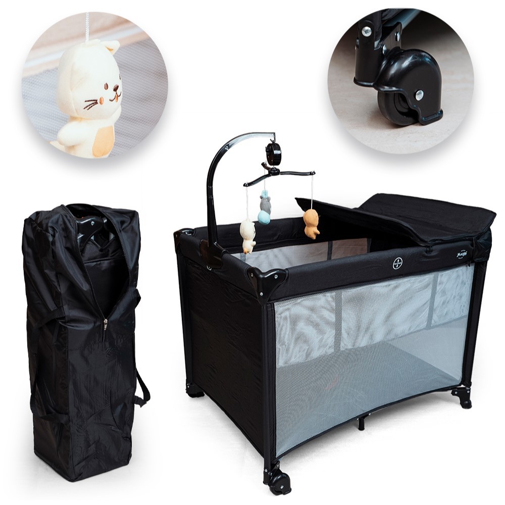 Berço e Cercadinho Portátil com Trocador e Bolsa para Transporte Preto ...