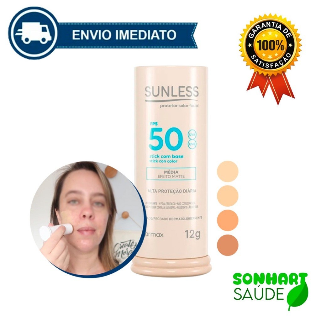 Protetor Solar Facial em Bastão 12g Efeito Matte com Base FPS 50 ...