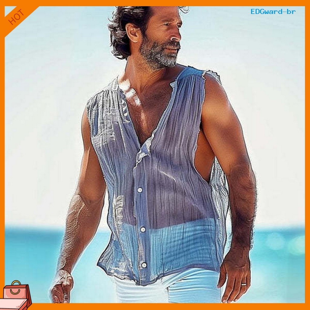 [EDG] Colete Masculino Sem Mangas Com Pescoço Em V Ultra-Thin ...