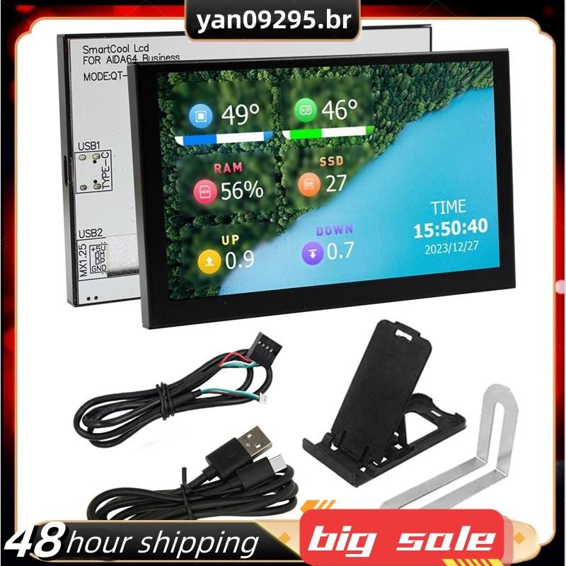 Monitor LCD Tipo C De Tela Secundária Computador Display Sub-Screen ...