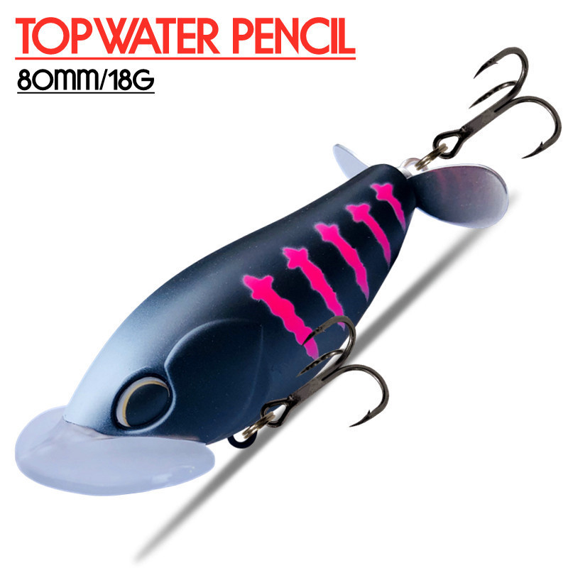 GREENSPIDER 8cm18g Whopper Popper Pencil Fishing Lure Topwater Pike ...