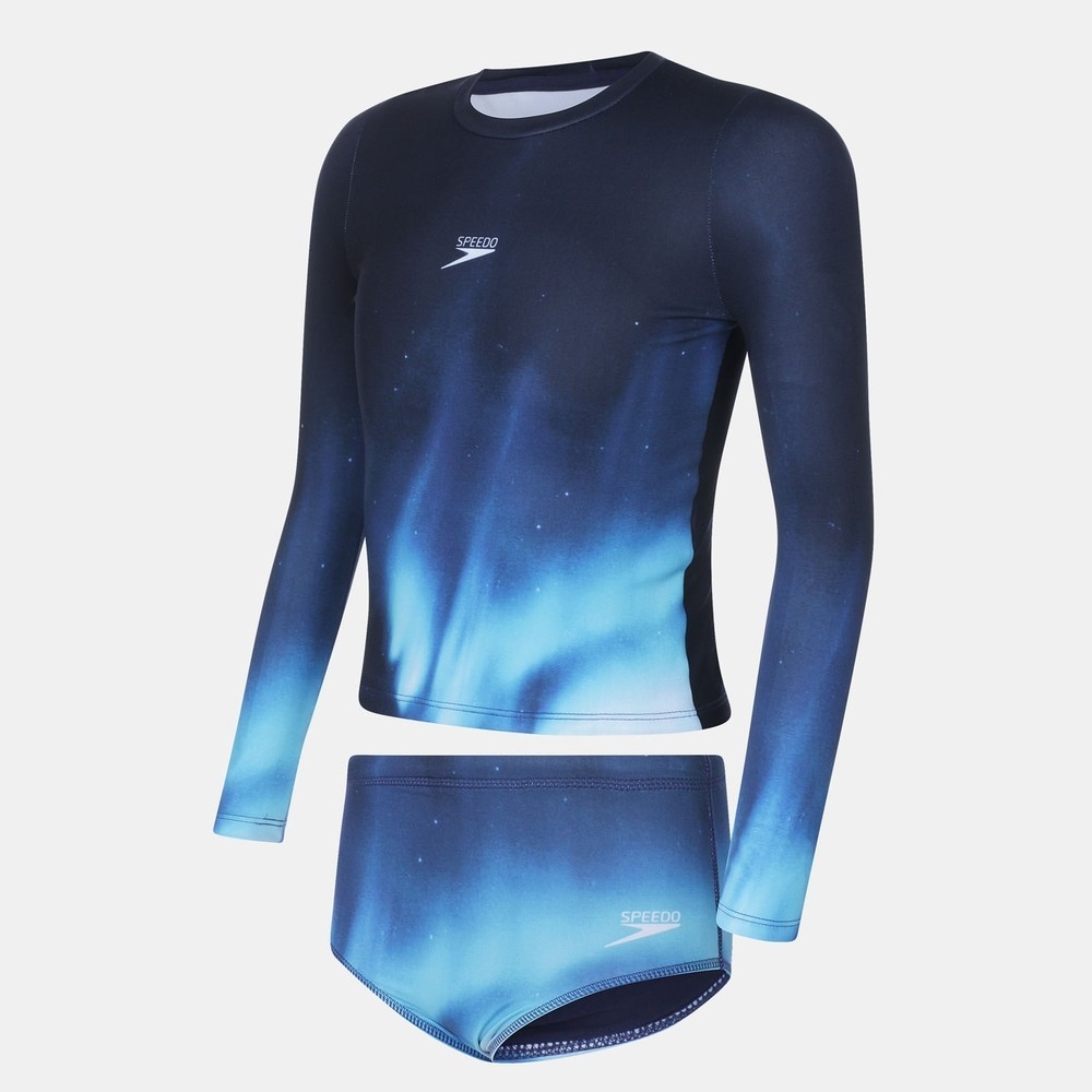 Conjunto de praia manga longa White Horse Kids Speedo - AZUL LUNAR ...