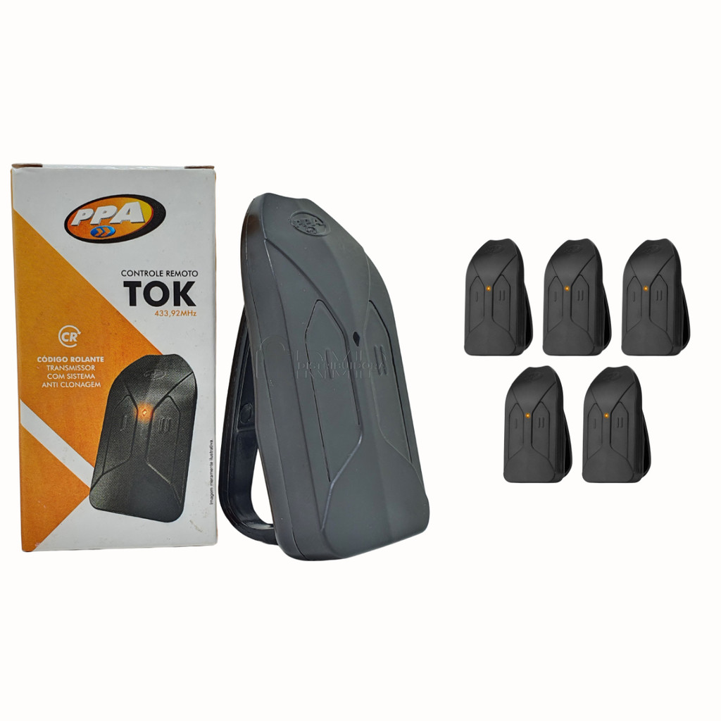 Kit 5 Controles Remoto Ppa Tok para Portão Eletrônico 433Mhz Original ...