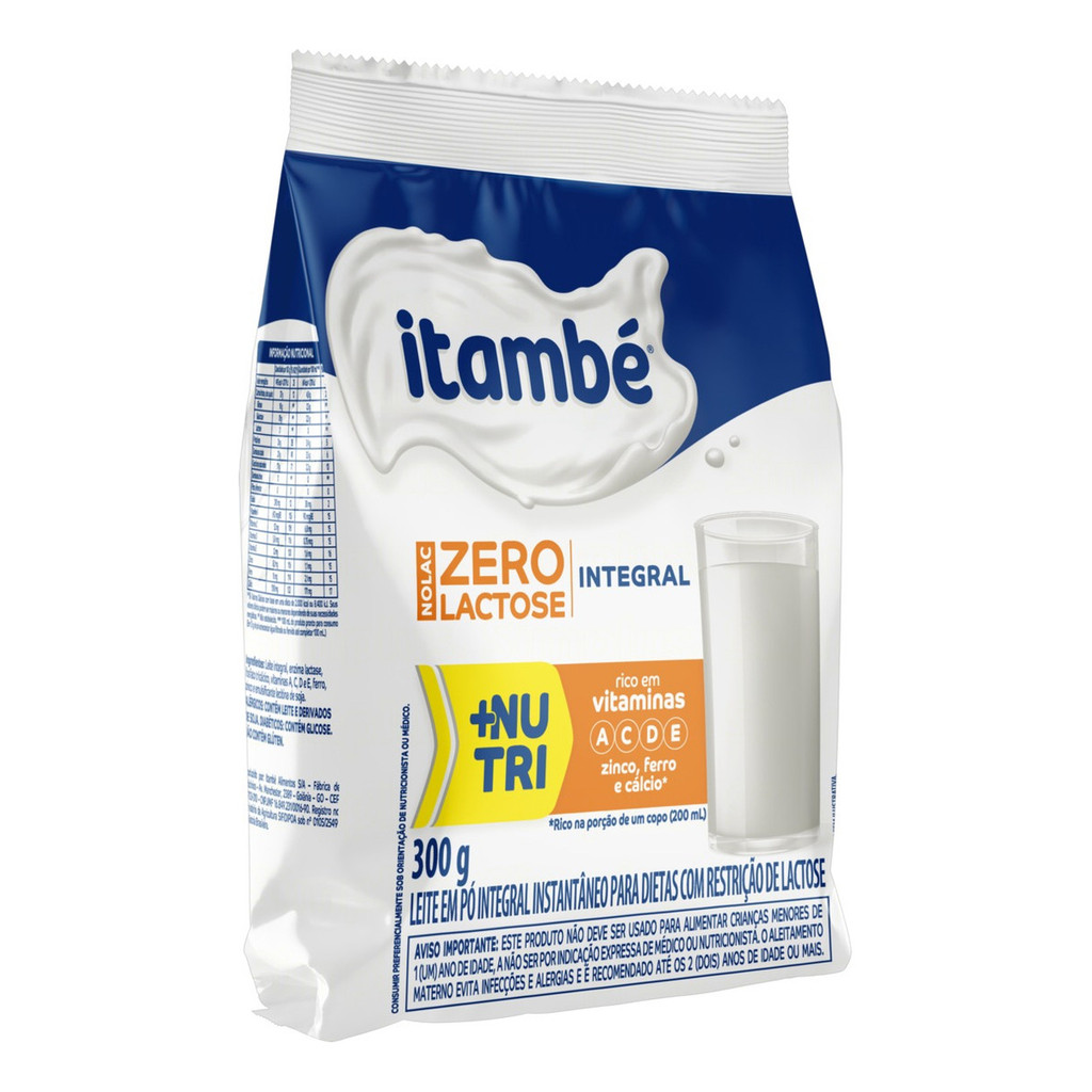 Leite Pó Instantâneo Integral Zero Lactose Itambé Nolac Pacote 300g ...