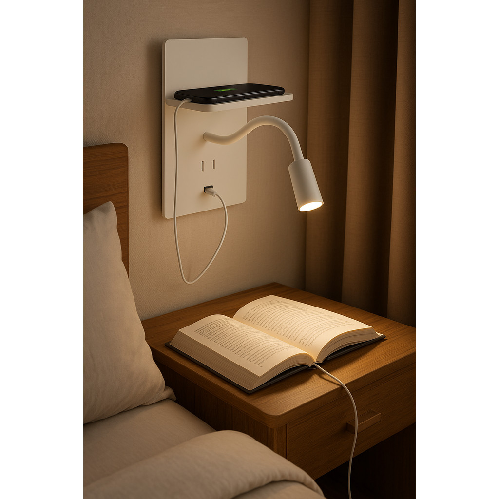 Luminária Spot Led Cabeceira 9w Leitura Com Suporte E Usb | Shopee Brasil