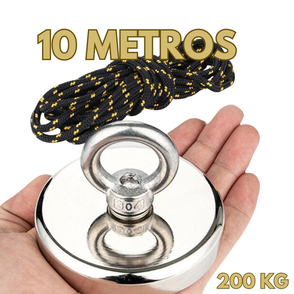 Ima De Neodimio Para Pesca Magnetica Até 200 Kilos De Tração + corda 10 ...