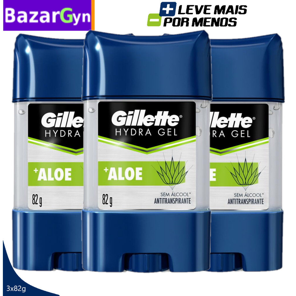 Kit 3 Desodorante Gillette Antitranspirante Hydra Gel Aloe 82g | Shopee ...