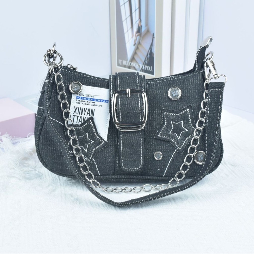 Star Denim Saco para as axilas Saco Crescente Saco em Tela Saco em Corrente | Shopee Brasil