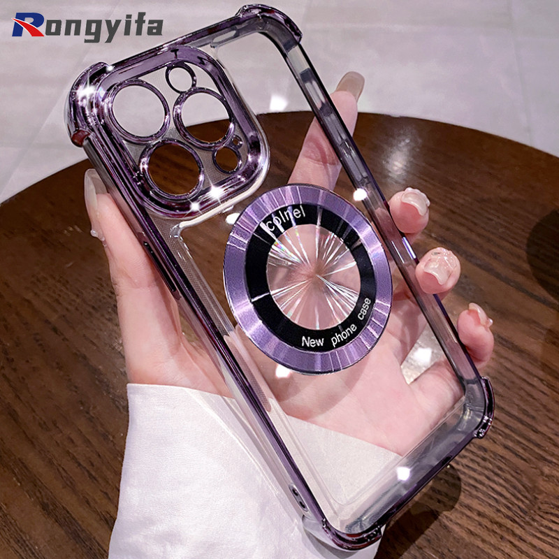 Capa De Telefone Transparente Magnética De Luxo Para Samsung Galaxy S24 FE A16 A06 M35 F15 M15 ...