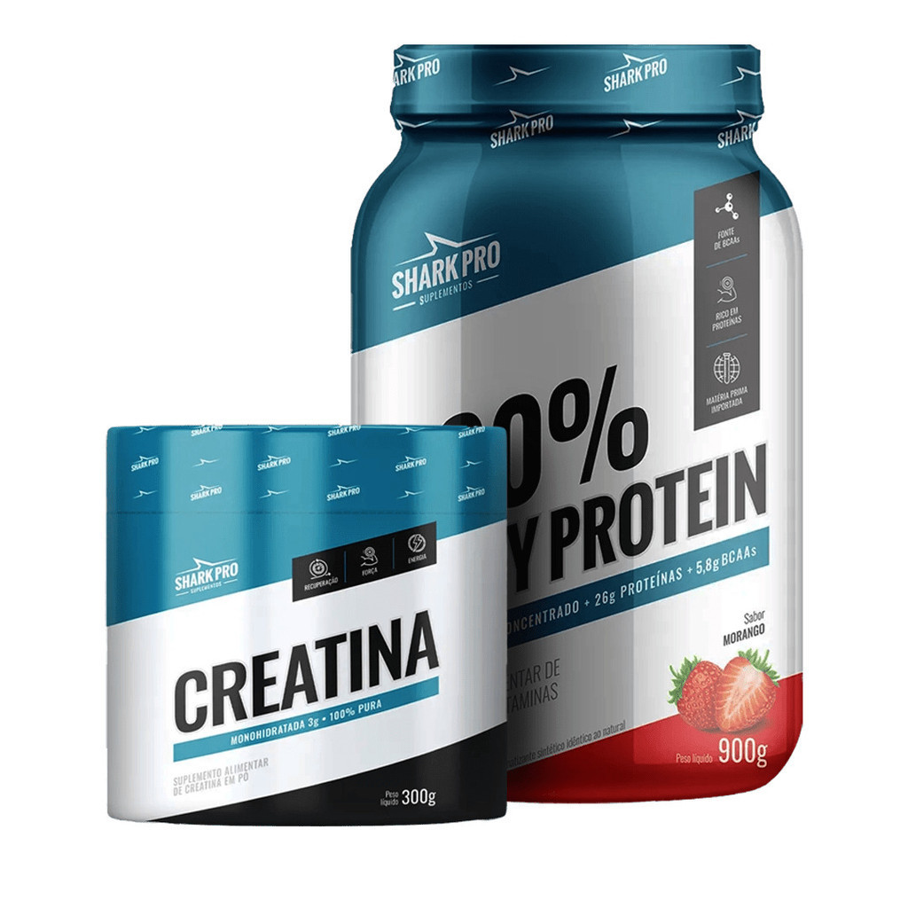 KIT - 100% WHEY PROTEIN SHARK PRO 900G + CREATINA SHARK PRO 300G + 1 BRINDE EXCLUSIVO! | Shopee ...