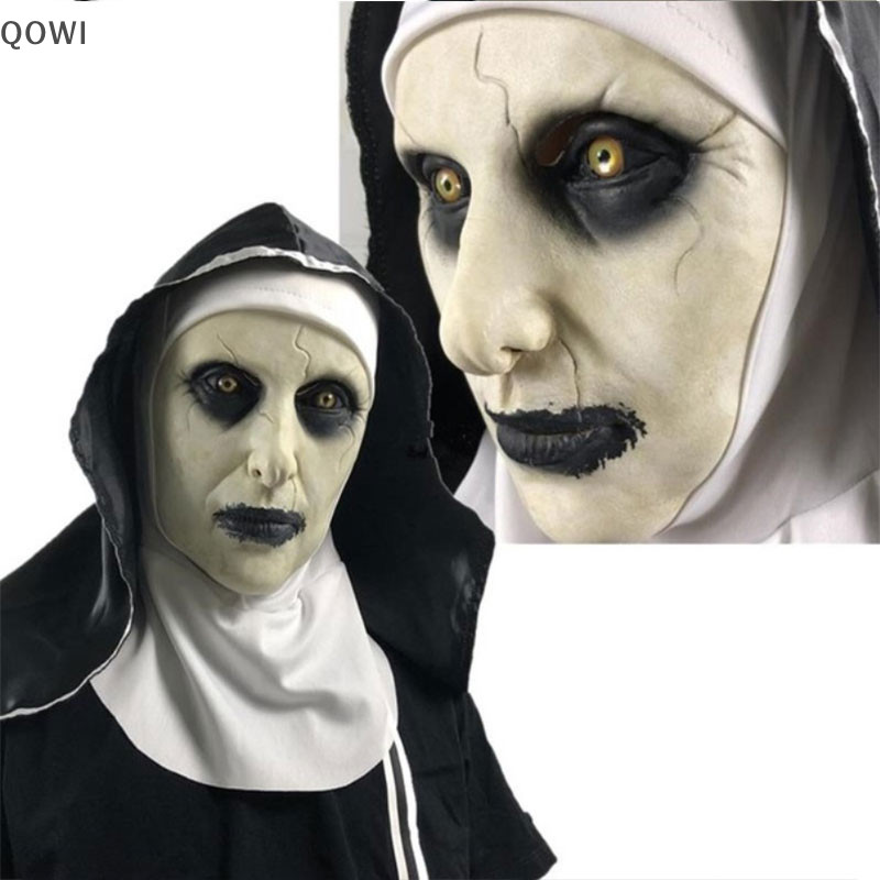qo A Máscara De Látex De Freira Assustadora De Horror w/Headscarf Valak ...