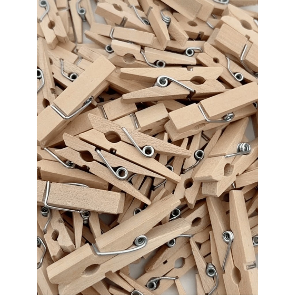 Kit 36 Prendedores de Roupa de Madeira para Varal Pequeno com Mola para ...