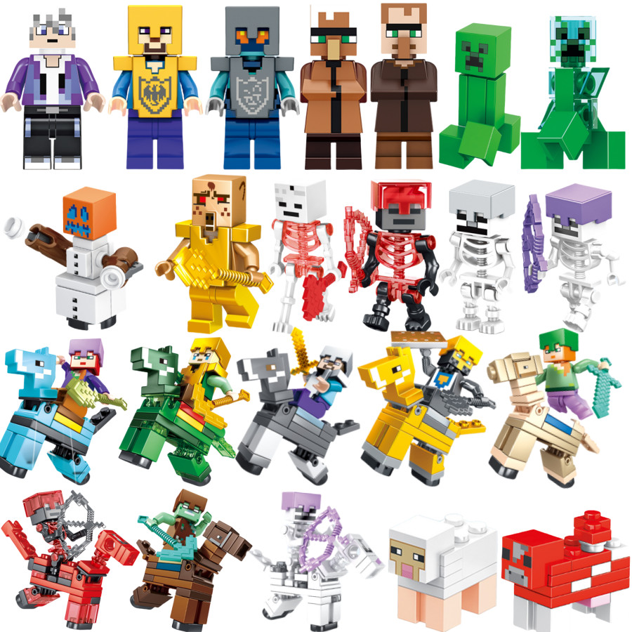 Minecraft Action Figure Steve Alex Creeper Skeleton Zombie Villager ...