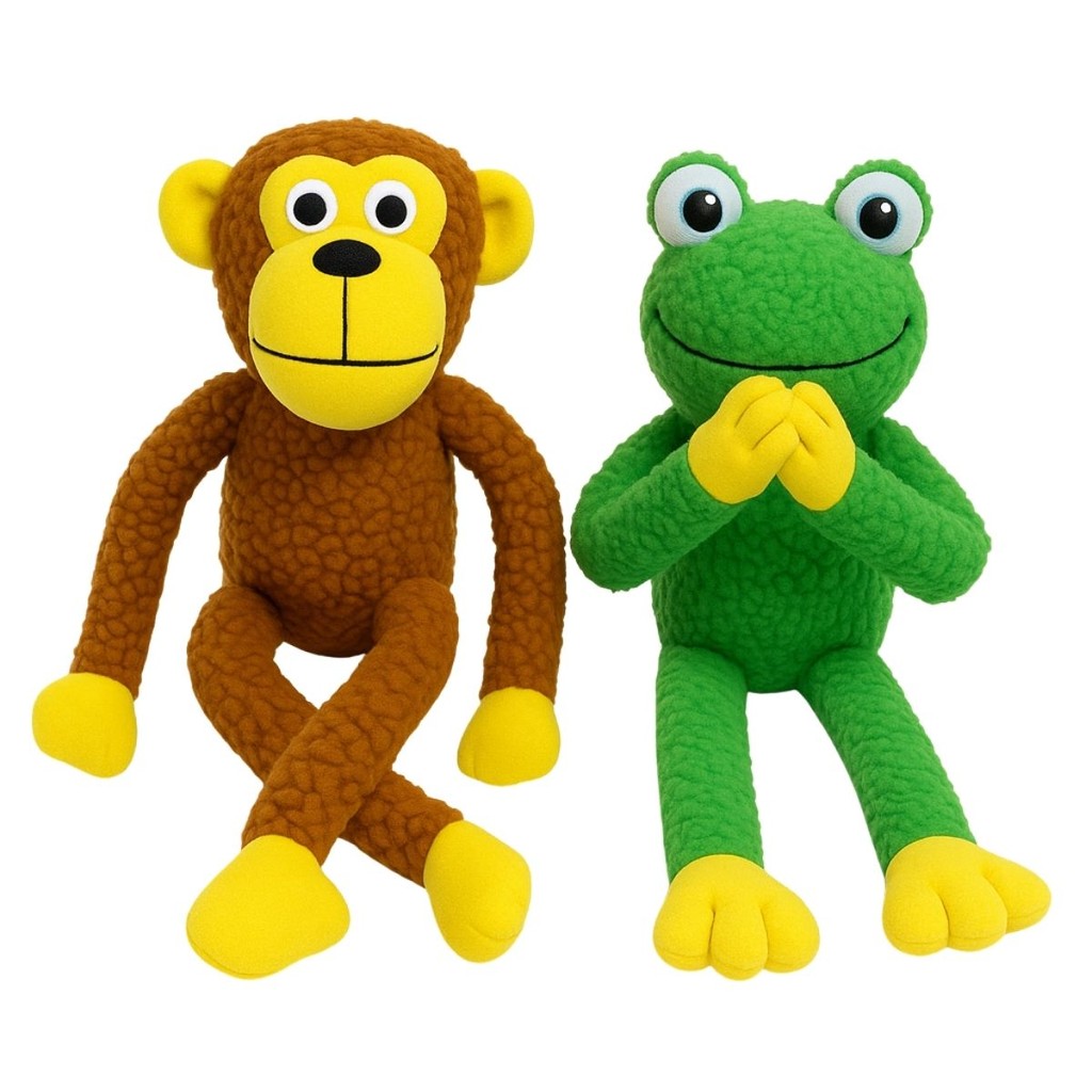 Brinquedo de Cachorro Kit 2 Unidade Pelúcia Macaco Sapo Mordedor com ...