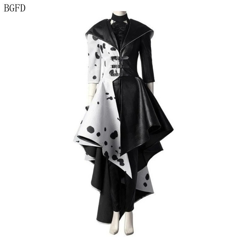 Cosplay de Cruella De Vil, vestido de bolinhas preto e branco FSGE EZRI ...