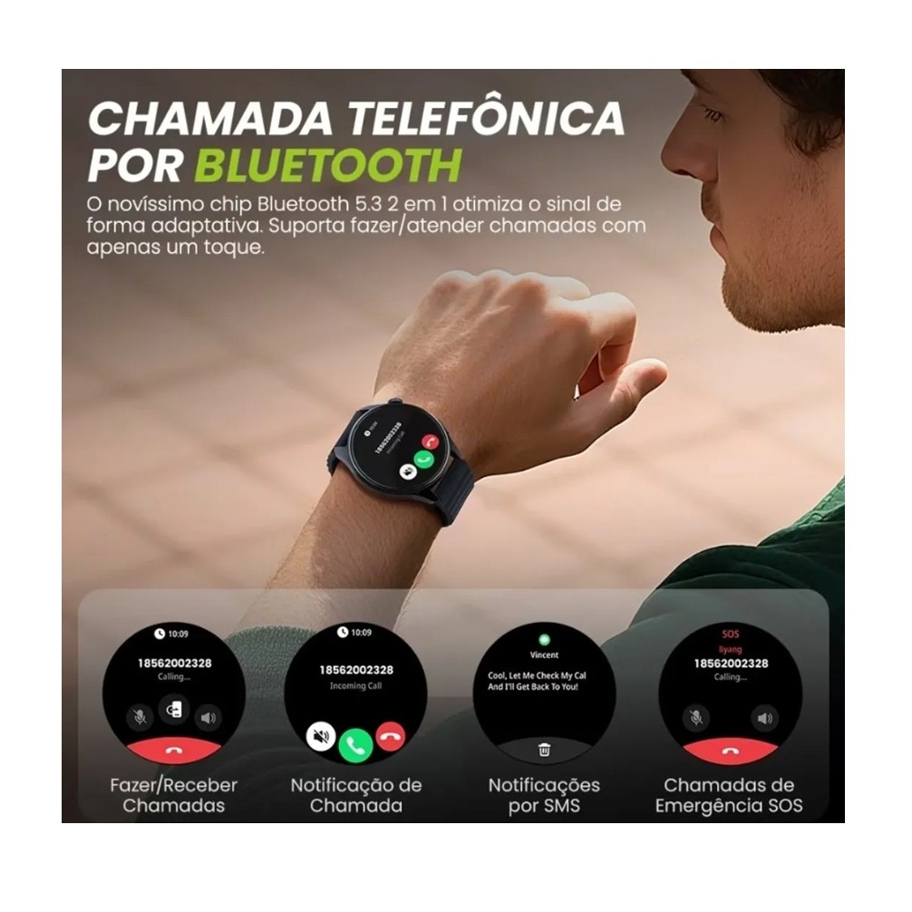 Smartwatch Haylou Watch 4S, com GPS integrado, Amoled 1,43", Assistente ...