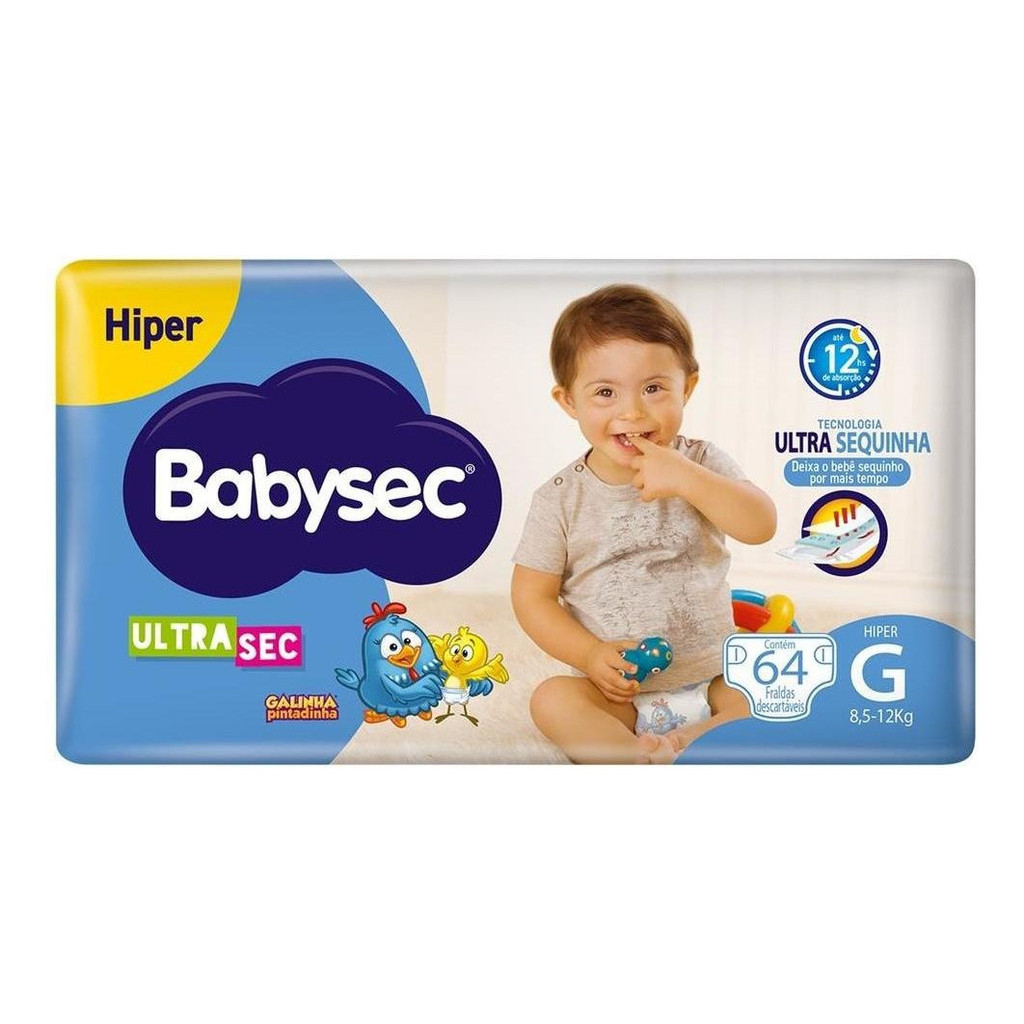 Fralda Babysec Ultrasec G 64 Unidades | Shopee Brasil