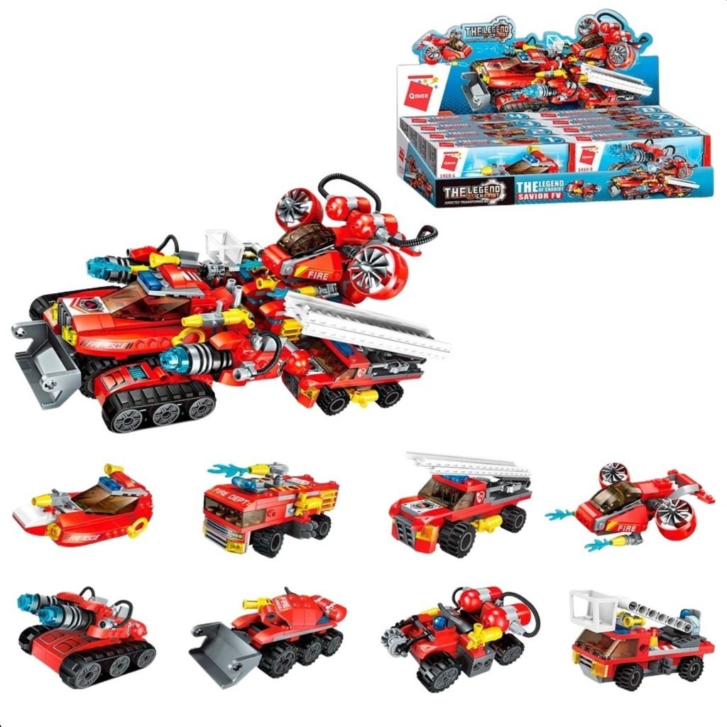 Bloco de montar Set The Legend of Chariot Bombeiro 8 caixas montam 1 Qman 1410-QM000150 | Shopee ...