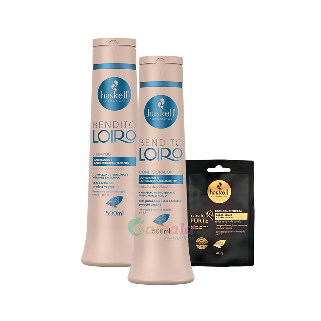 Kit Haskell Bendito Loiro Shampoo e Cond 500ml + Dose Cavalo | Shopee Brasil