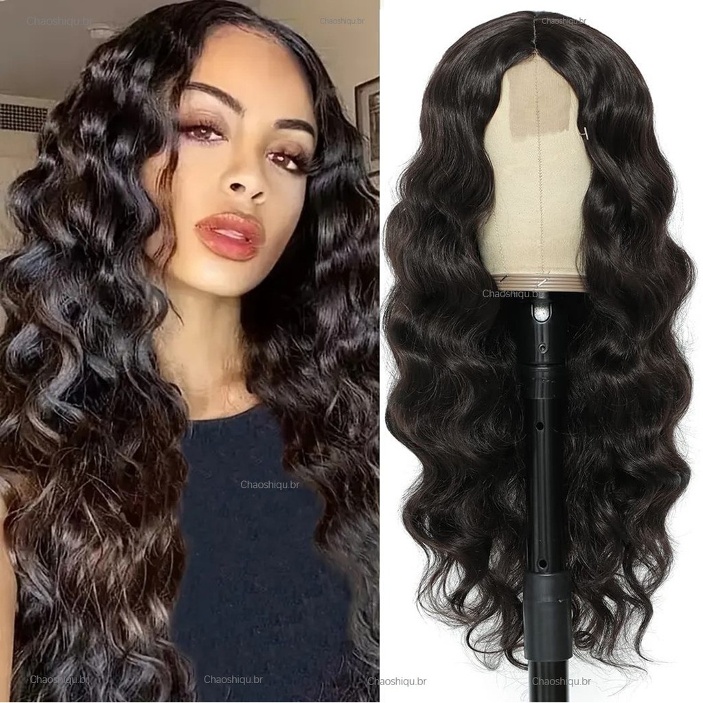 Br533 wig lace peruca cacheada orgânica preta lace cabelo humano ...